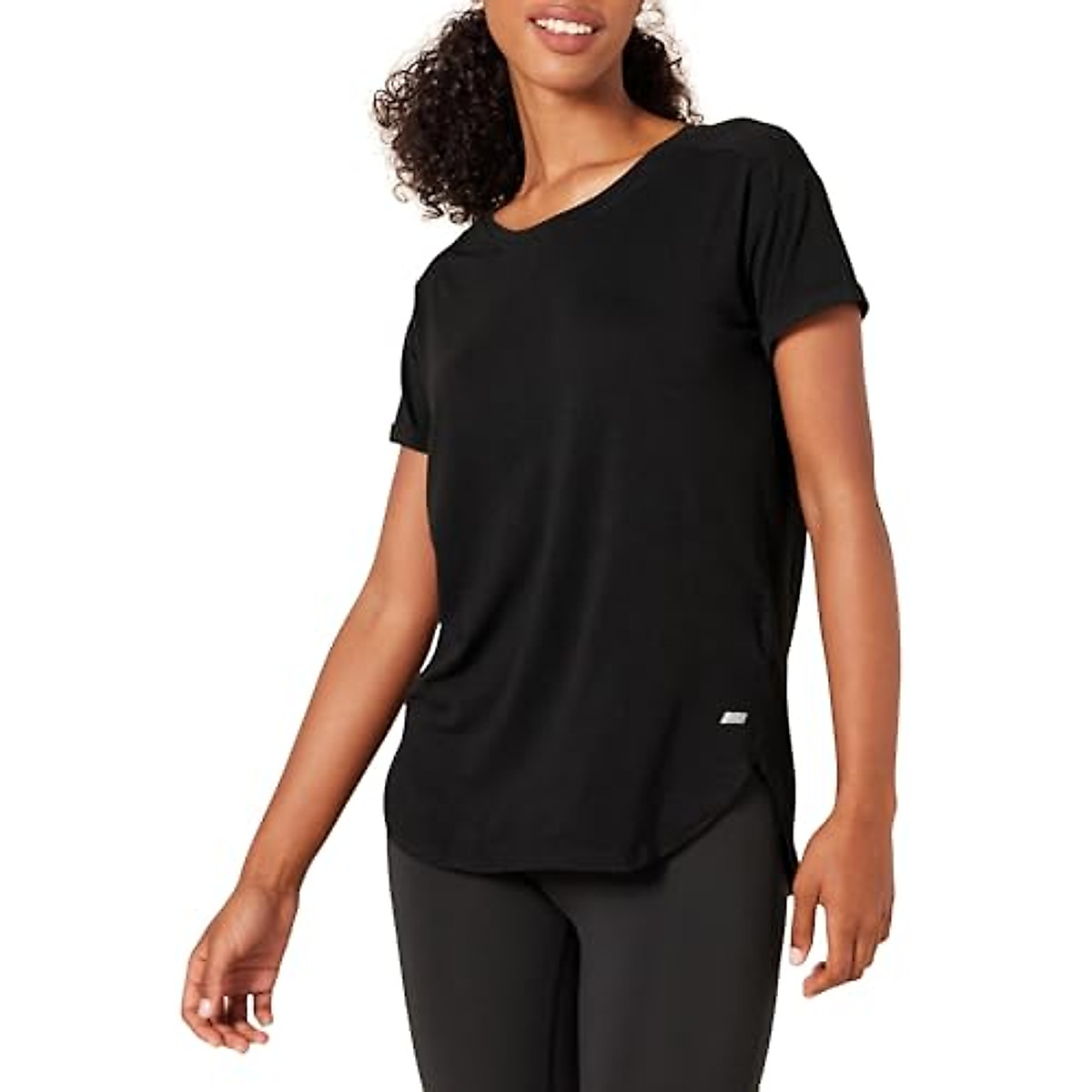 Amazon Essentials Women's Studio Relaxed-Fit Lightweight Crewneck T-Shirt (Available in Plus Size), Black, X-Large