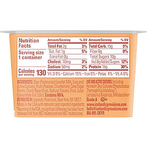 Icelandic Provisions, Peach and Cloudberry Thick and Creamy SKYR, 5.3 Ounce