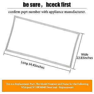 New W10571967 Refrigerator Door Gasket (Gray) - Replacement and Compatible with W10571967, 12683820AP, W10164042, W10164042N, W10199892, W10443320