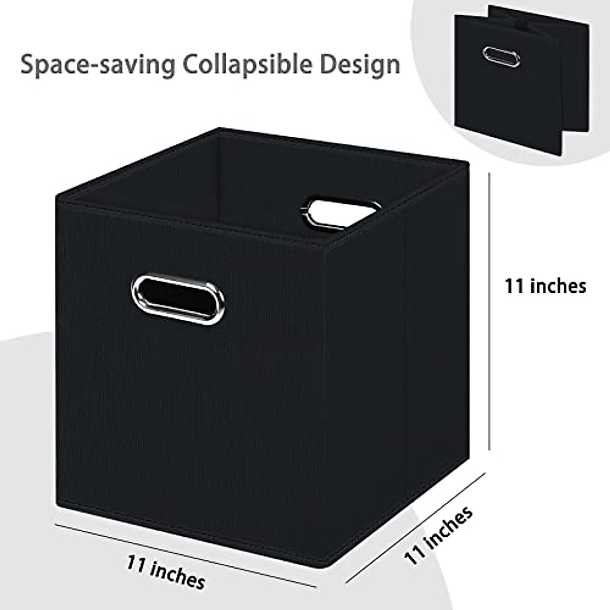 DABEACT Black Foldable Storage Cubes Bins , Fabric Storage Bins Cubes Organizer Baskets with Dual Handles for Bedroom Set of 2,(Black)