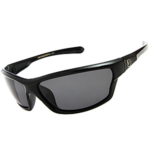 Nitrogen Men's Rectangular Sports Wrap 65mm Black Polarized Sunglasses