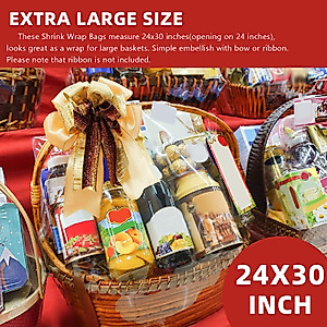 Shrink Wrap Bags for Gift Baskets,24x30 inches Clear PVC Heat Shrink Bags Cellophane Wrap for Packaging,Gift Wrapping 20 Pack