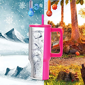 HIZEE 30 oz Tumbler with Handle and Straw,Reusable Stainless Steel Water Bottle Travel Mug Cupholder Friendly,Keeps Cold for 34 Hours, Gifts for Women Men Him Her(pink)