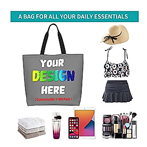 Custom Bag Personalized Bag Custom Gift Bags Design Your Own Bag Travel Bag Shopping Bag Customized Gifts Gray Tote Bag