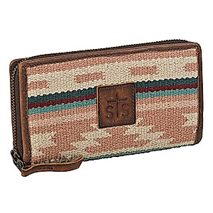 Sts Ranch Wear Women's Palomino Bifold Wallet | Lightweight Compact Zipper Purse with Interior Pocket & Card Slots, Multi-Light Pink Serape, One Size