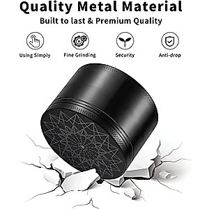 Grinder Spice Grinder 4 Pieces Grinder 2.2'' Black
