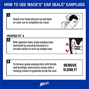 Mack’s Ear Seals Shooting Earplugs, 1 Pair with Detachable Cord - 26db High NRR