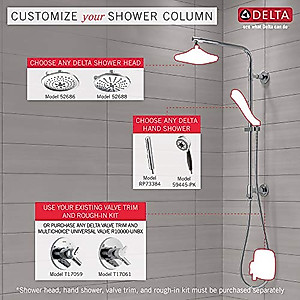 DELTA FAUCET 58810-BL Emerge 18" Round Shower Column, Without Accessories, Matte Black