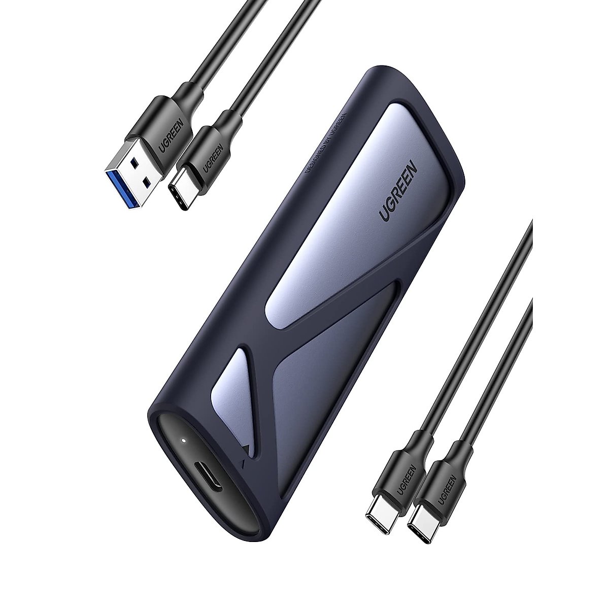UGREEN NVMe and SATA M.2 Enclosure Tool-Free, 10Gbps USB C 3.2 Gen2, Supports UASP Trim, NVMe SSD Enclosure Supports M and B&M Keys 2280/2230/ 2242/2260 SSDs