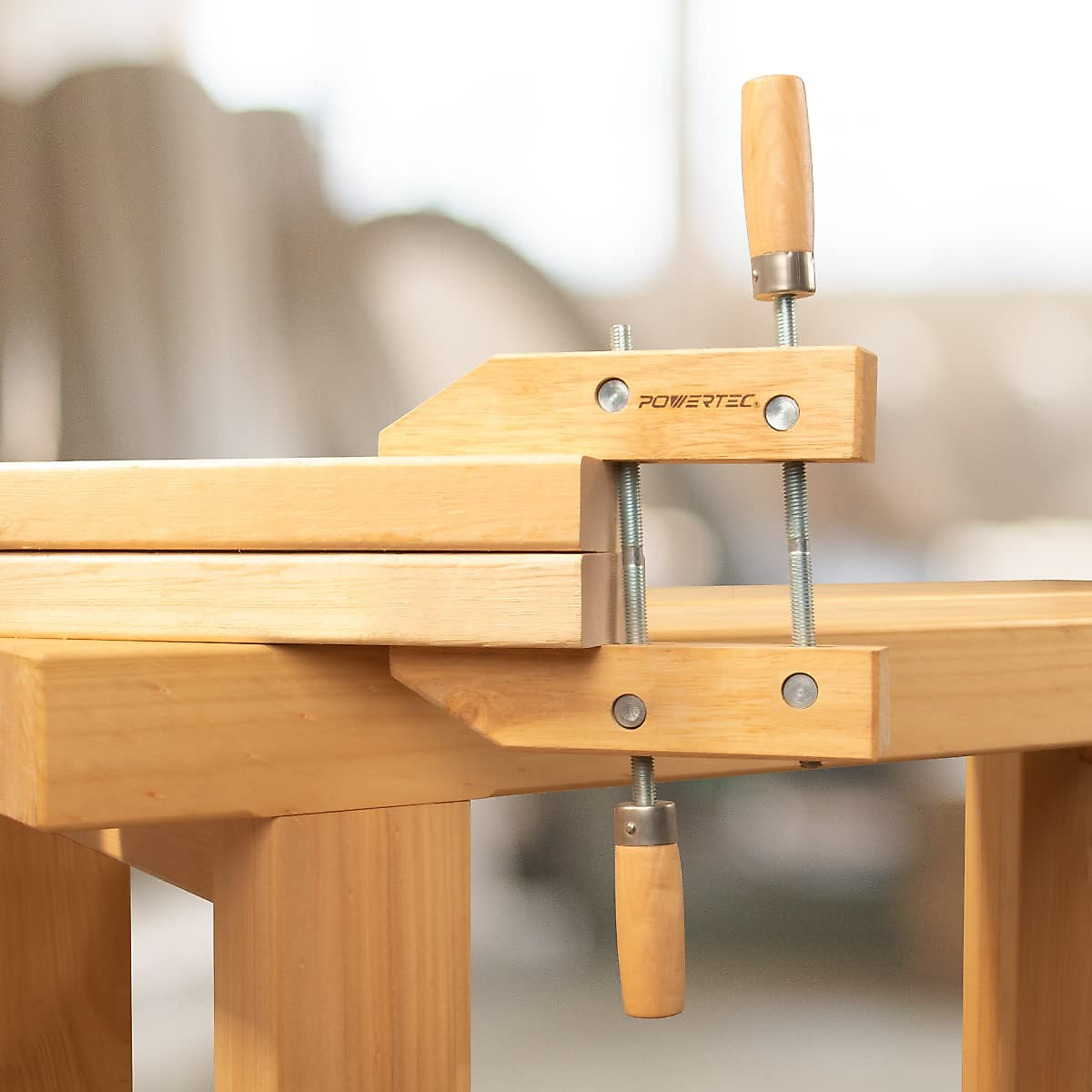 POWERTEC 71523 Wooden Handscrew Clamp – 8 Inch | Hand Screw Clamps for Woodworking, 2PK