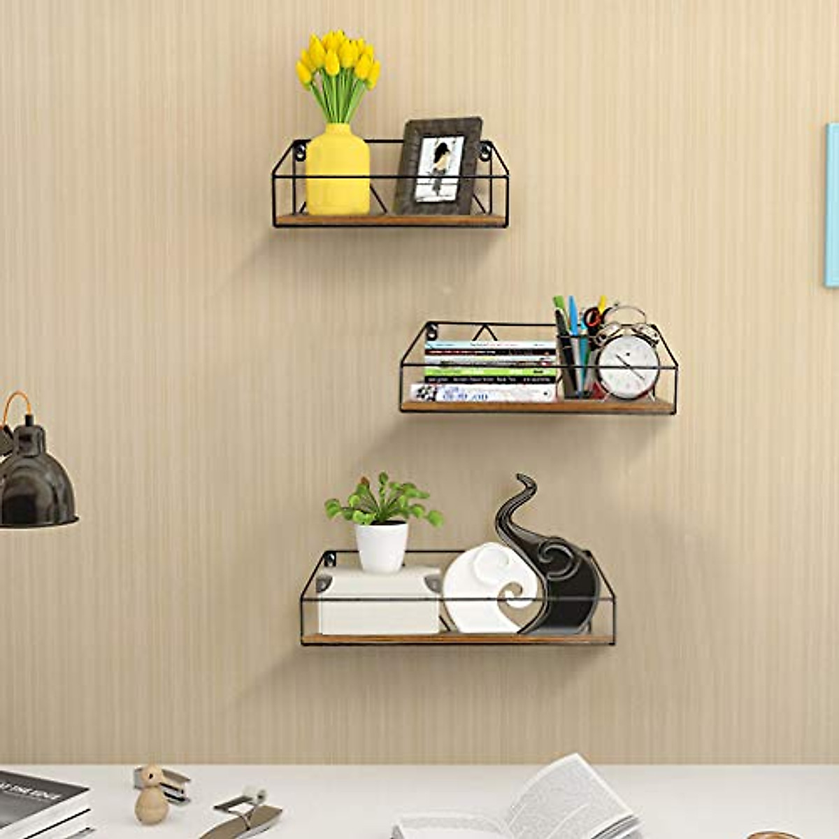 Edenseelake Floating Wall Shelves Set of 3, Shelf Wall Mounted for Bedroom, Bathroom, Living Room, Kitchen and Office