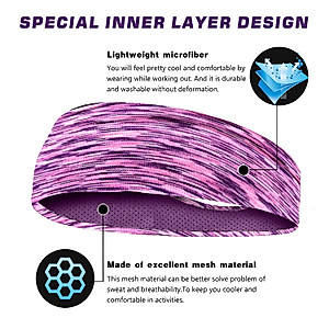 Fashion Headbands for Womens - Sweatband & Hair Bands for Working, Running, Cross fit, Cycling, Yoga - Stretchy Moisture Wicking Women Headband(3 Packs)