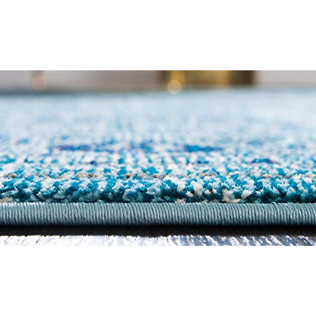 Rugs.com Fleur Collection Rug – 3' Round Light Blue Medium-Pile Rug Perfect for Kitchens, Dining Rooms