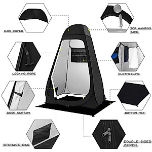 BRIAN & DANY Pop Up Shower Tent, Portable Changing Tent with Rain Shelter & Windows, Privacy Camping Tent for Hiking Beach, UPF 50+ & Waterproof, 47.2" x 47.2" x 74.8", Black