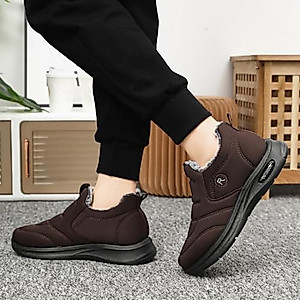 JEUROT Women Snow Boots Winter Shoes Slip on Boot Comfortable Winter Boot Waterproof Booties Comfy Outdoor Anti Slip Shoes Coffee