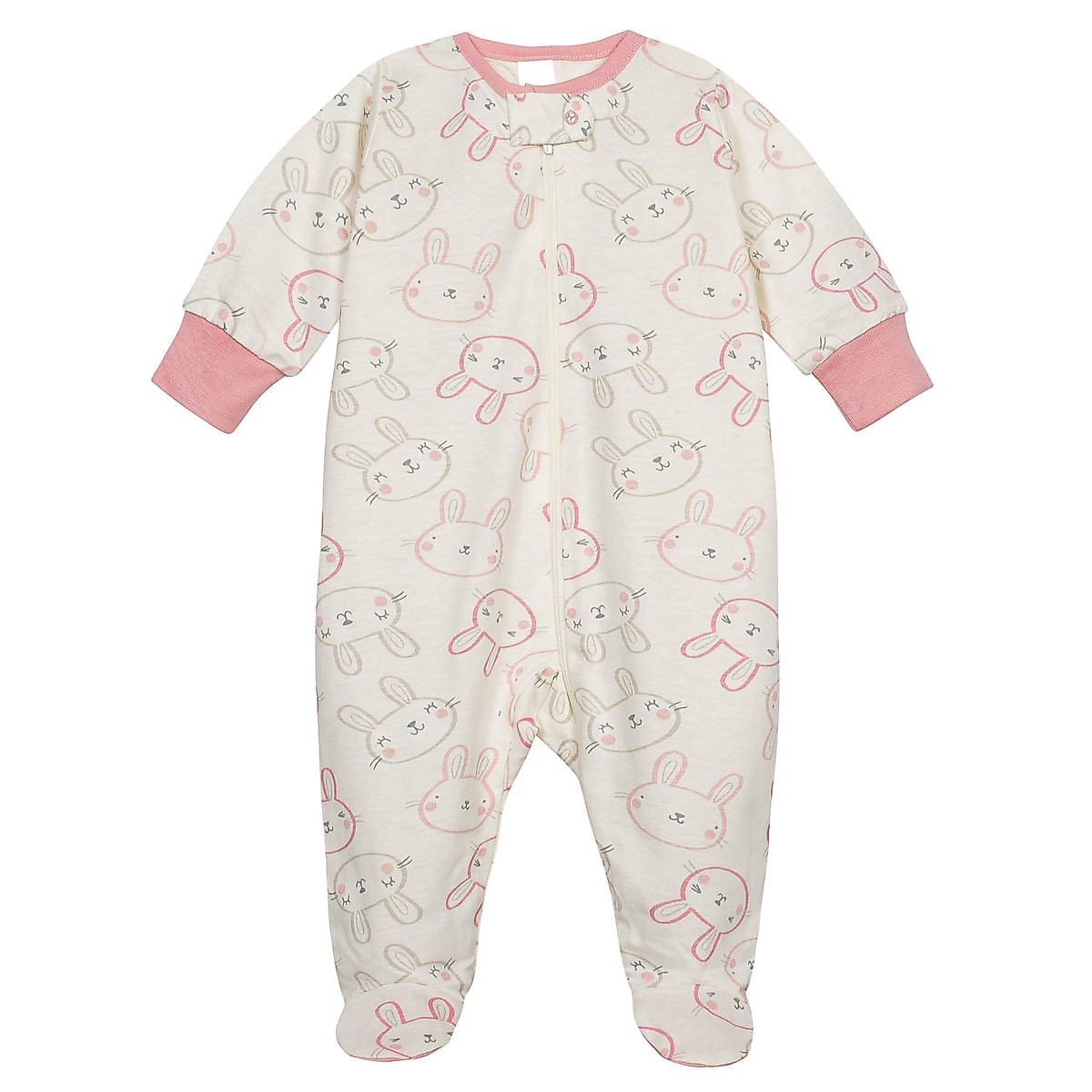 Onesies Brand Baby Girls' 4-Pack Sleep 'N Play Footies Multi Pack, Bunny Pink, 0-3 Months