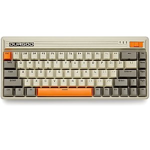DURGOD Fusion Mechanical Retro Keyboard | 65% Layout | Wireless 2.4 GHz, Bluetooth 5.0, USB C | Doubleshot PBT | Up to 40 Days Battery Life | Windows, Android, iOS (Cherry MX Brown, Original)