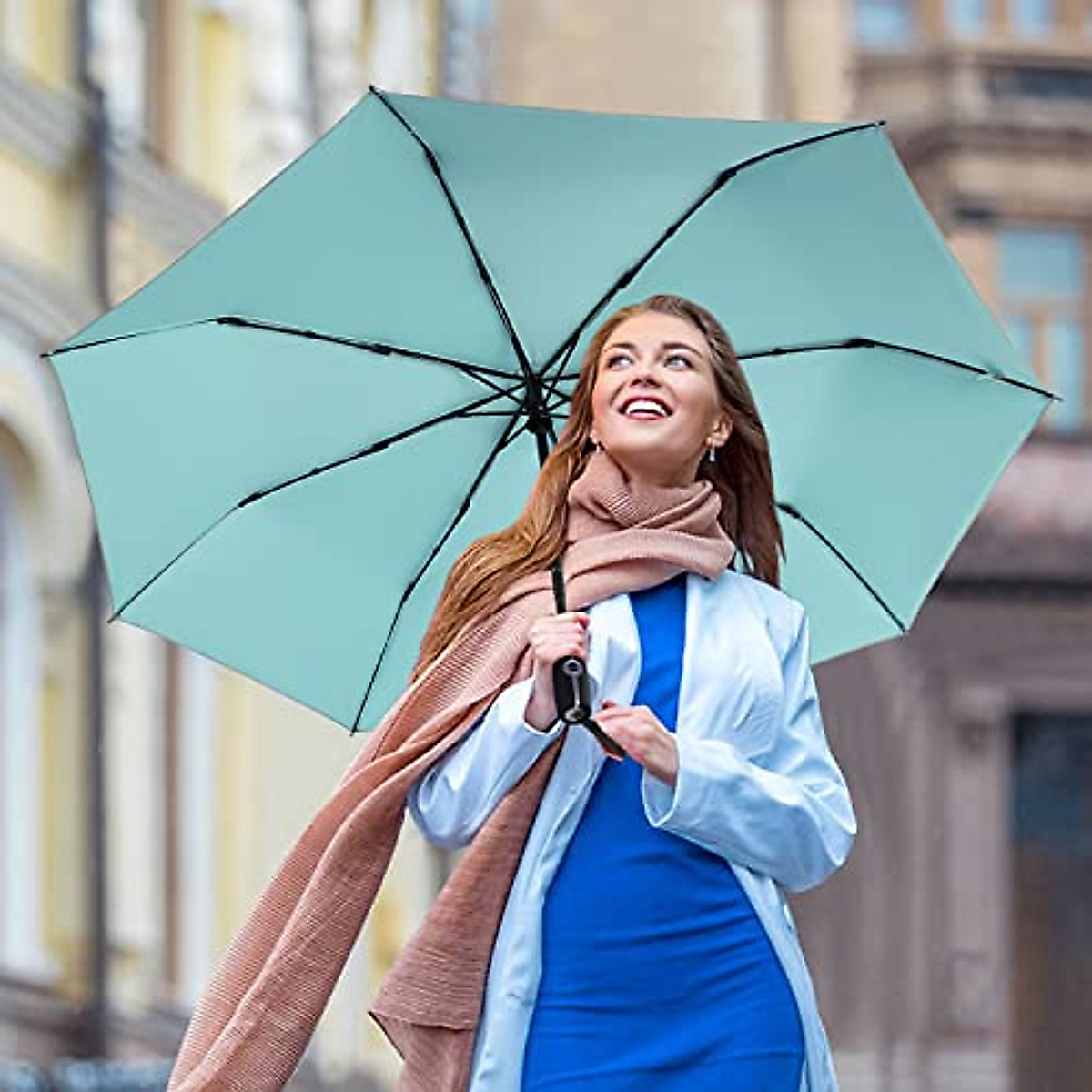 G4Free UPF 50+ UV Protection Large Travel Umbrella 46 Inch Auto Open Close Windproof Sun Blocking Umbrella (Lake Blue)