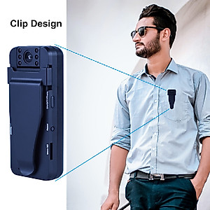Mini Body Camera 1080P Small Video Cam 32GB Memory Card 17 Hours Recording Rotatable Camera Lens Night Vision Clip on Body Worn Cam Wearable Cameras for Home Outdoor Law Enforcement Security Guard