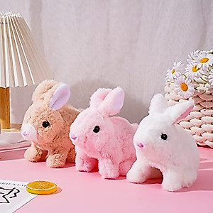 AIIONP 2 PCS Bunny Toys Educational Interactive Toys Bunnies Can Walk and Talk, Easter Plush Stuffed Bunny Toy, Electric Bunny Educational Interactive Toys for Kids, Walking Hopping (with Carrot)