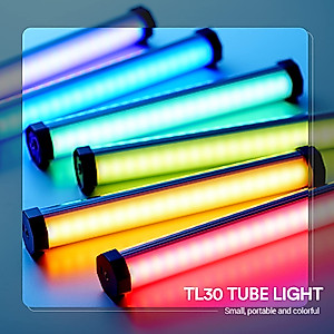Godox TL30 RGB Tube Light, CRI 97+ TLCI 99+ Handheld Full Color LED Video Light Wand, 2700K-6500K Dimmable LED Light Stick, 37 FX Light Effects, 2900mAh Battery, Bluetooth APP Control