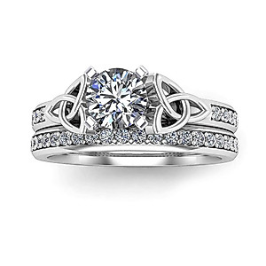 Engagement Ring For Women Bridal Sets 1-2/5 Ct. Tw. Moissanite Engagement Ring Set 18k Gold Wedding Ring Set Anniversary Rings Free Engraving