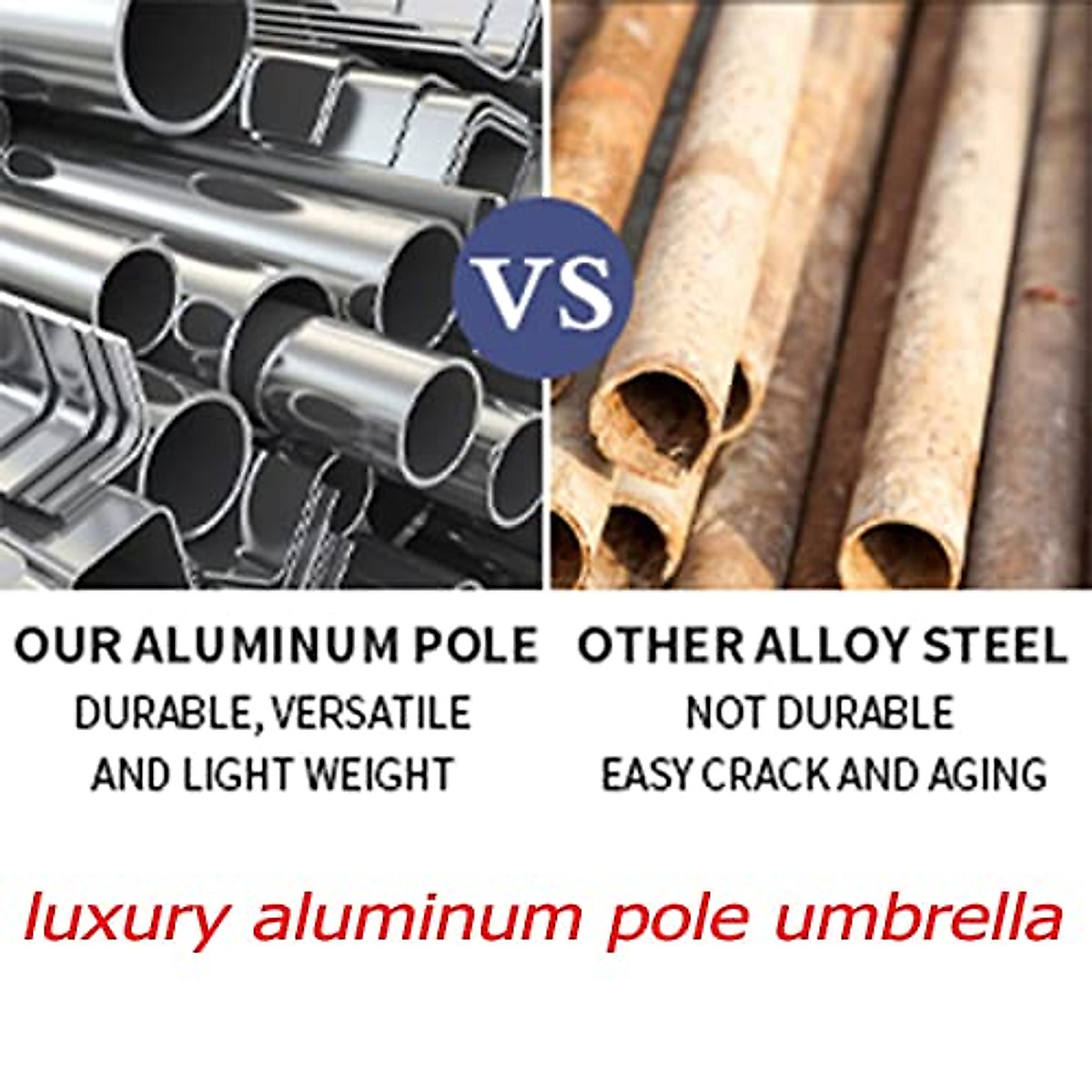 Aok Garden 9 ft Patio Umbrella LED Lighted Outdoor Table Umbrella, Aluminum Pole 8 Ribs Umbrella with Tilt and Crank