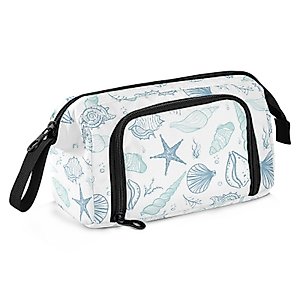 MCHIVER Seashells Starfish Seaweed Corals Pencil Case Large Capacity Pencil Pouch with Compartments Pencil Box with Zipper Pencil Case Organizer for Kids Girls Boys Adults