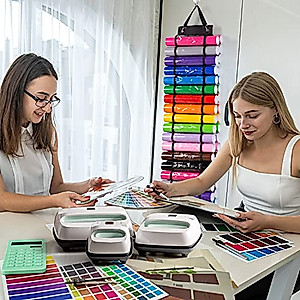 AGX Bravo Vinyl Roll Holder with 48 Compartments - Clear Vinyl Storage Organizer Wall Mount/Over The Door, Hanging Craft Vinyl Storage Rack with Door Hooks and Strap (Black)