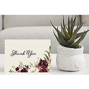 Funeral Thank You Cards - Sympathy Bereavement Thank You Cards With Envelopes - Message Inside (25, Rose)