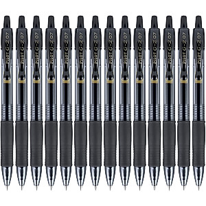 PILOT G2 Premium Refillable and Retractable Rolling Ball Gel Pens, Fine Point, Black Ink, 14-Pack (15358)