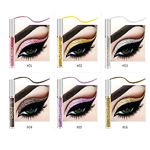 VOLLUCK 10 Colors Glitter Eyeliner liquid, Metallic Shimmer Glitter Eyeshadow, Long Lasting Waterproof Sparkling Eyeliner Eye Shadow Set for Party Festival Makeup