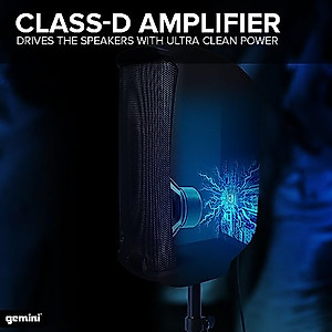 Gemini Sound AS-2108BT Active 8" Inch Woofer 500W Watt DJ Monitor Powered Amplified PA Speakers System With Bluetooth, Wireless Stereo Pairing, Onboard 2 Channel Mixer, Handles and Portable Fly Points