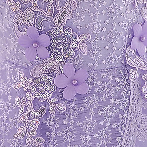 Lace Flower Girls Sequins Bowknot Tutu Dress for Kids Baby Christening Baptism Communion Birthday Party Formal Dress Toddler Infant Princess Pageant Wedding Bridesmaid Tulle Gowns Purple 12-18 Months