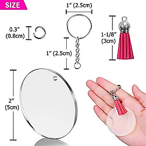 Acrylic Blank Keychains, Shynek 200 Pcs Clear Keychain Blanks for Vinyl with 50 Pcs Acrylic Blanks, 50 Pcs Keychain Tassels, 50 Pcs Key Rings with Chain and 50 Pcs Jump Rings