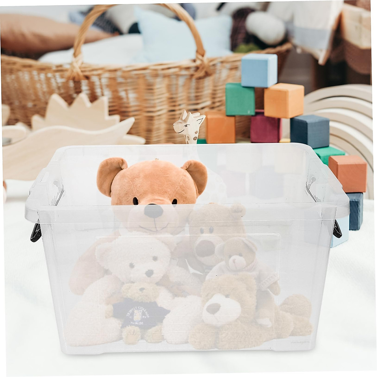 Hohopeti Bed Storage with Lid Capacity Storage Bin Stackable Lidded Container Organizer Box for Home Office