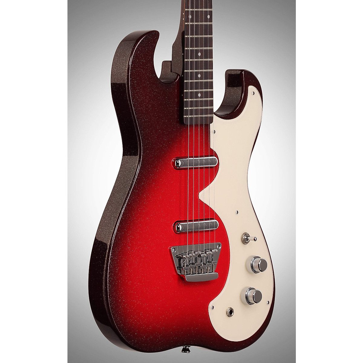 Silvertone Classic 1449-RSFB Solid-Body Electric Guitar, Red/Silver Flake Burst