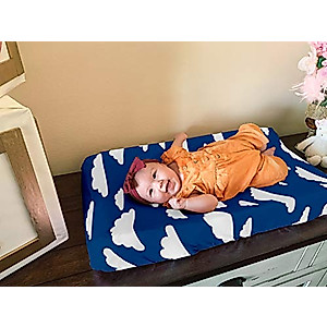 Changing Pad Cover – Premium Baby Changing Pad Covers 4 Pack – Boy or Girl Changing Pad Cover – Pure Cotton Machine Washable Navy and White Changing Table Cover – Diaper Changing Pad Cover Sheets