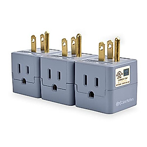 [UL Listed] Cable Matters 3-Pack 3 Outlet Wall Adapter (3 Outlet Power Cube Tap, Outlet Splitter, Multi Plug Outlet, 3 Way Plug Adapter, Outlet Extender) in Gray