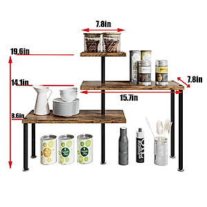 Dazioter Corner Shelf Countertop Organizer 3 Tier Kitchen Corner Shelves Adjustable Spice Storage Rack for Bathroom Coffee Area Over Sink (Black)