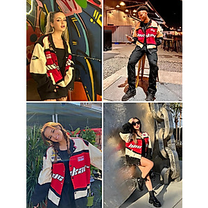 Aelfric Eden Men's Letter Foaming Love Print Varsity Jacket Vintage Graphic Baseball Jacket Unisex Coats Streetwear