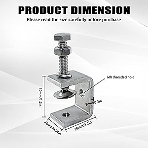 8 Pack Tiger Clamp Heavy Duty C-Clamp with Adjustable Wide Jaw Openings 304 Stainless Steel C Clamp G-Clamp for Woodworking Mount Welding Building Household Desktop