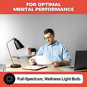 NorbFOCUS Desk Lamp LED Light Bulb. Unique Light Spectrum for Mental Performance. Supports Learning, Retention, Recall, Reading Speed. For Use as a Reading Light, Study Light, Work Light or Task Light