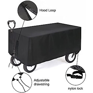 TheElves Collapsible wagon Cover(Only Cover ),Outdoor Folding Garden Wagon Cart Cover Heavy Duty,Waterproof Dustproof UV Resistant Only Cover- 38" L x 22" W x 20" H