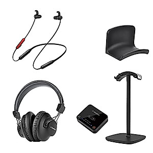 Avantree D4169 & HS910 & HS907, Bundle - Wireless Earbuds for TV Watching with Bluetooth Transmitter, No Audio Delay, Plug n Play & Neckband Headphone Stand & Headphone Holder Wall Mount