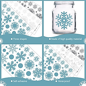 Outus 249 Pcs Snowflake Windows Decorations Clings Stickers Winter Window Snowflake Decals Wall Ornaments for Xmas Frozen Party Home Shop Window Display(Blue, Grey, White)