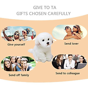 14" Realistic Plush Maltese Dog, Stuffed Animal Puppy Dog Toys, Soft Plush Pillow Birthday for Kids and Adult, White