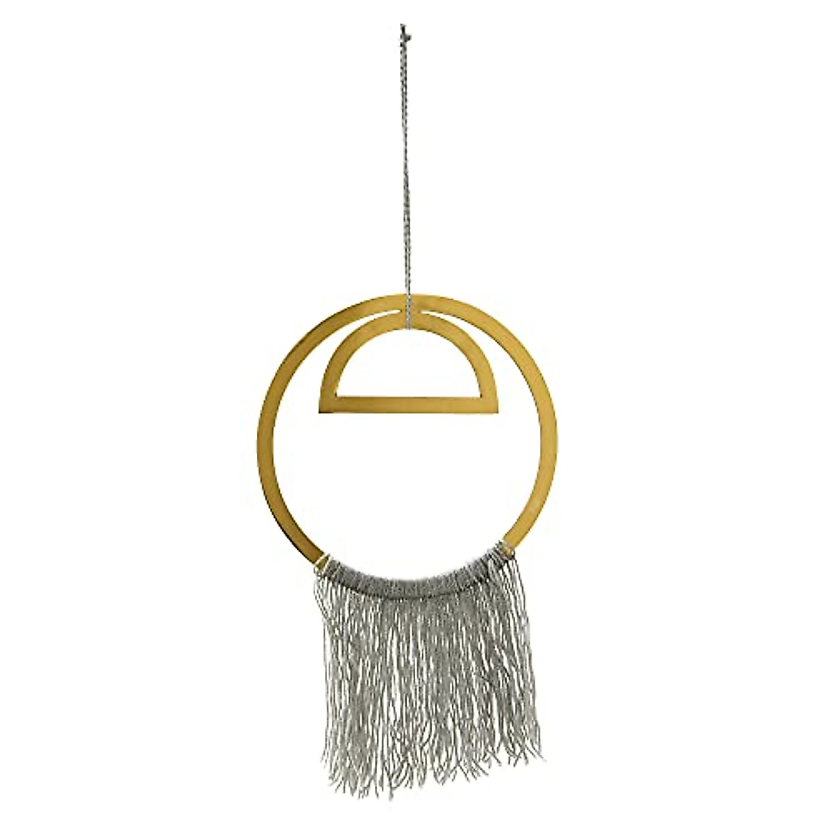 Main + Mesa Round Metal Wall Hanging with Tassel, Gold