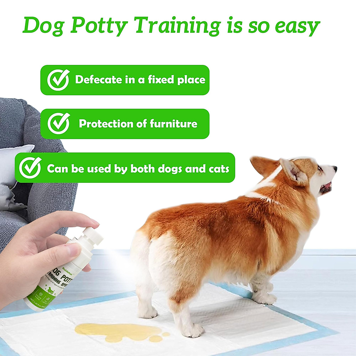 Ruidehut Dog Potty Training Spray & NO-GO Area Spray | Helps Train Puppies & Dogs Where to Potty | Dog Pee Training Spray | Suitable for Indoor & Outdoor Use | (1.6 oz Spray Set)