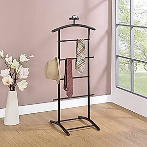 Kings Brand Furniture - Menros Metal Suit Valet Stand, Clothes Rack, Black